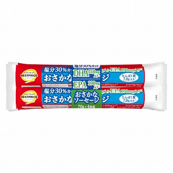 トップバリュベストプライス 塩分30％カット DHA・EPA入り おさかなソーセージ 280g（70g×4） | イオン一関店 - ネットスーパー